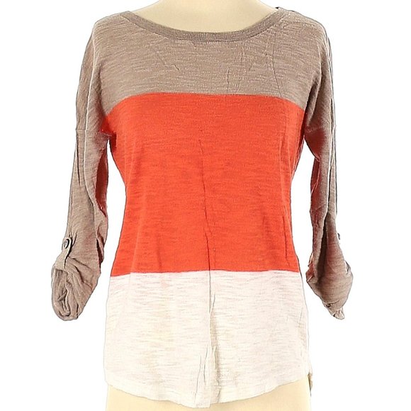 Express | Sweaters | Express Tanorangewhite Sweater | Poshmark
